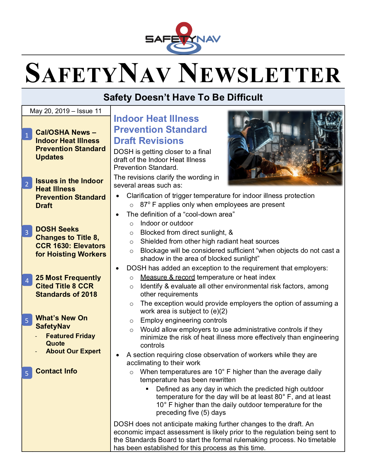 SafetyNav Newsletter #11 - Boretti, Inc.