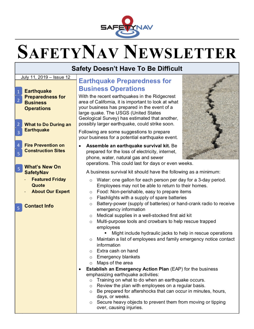 SafetyNav Newsletter #12 - Boretti, Inc.
